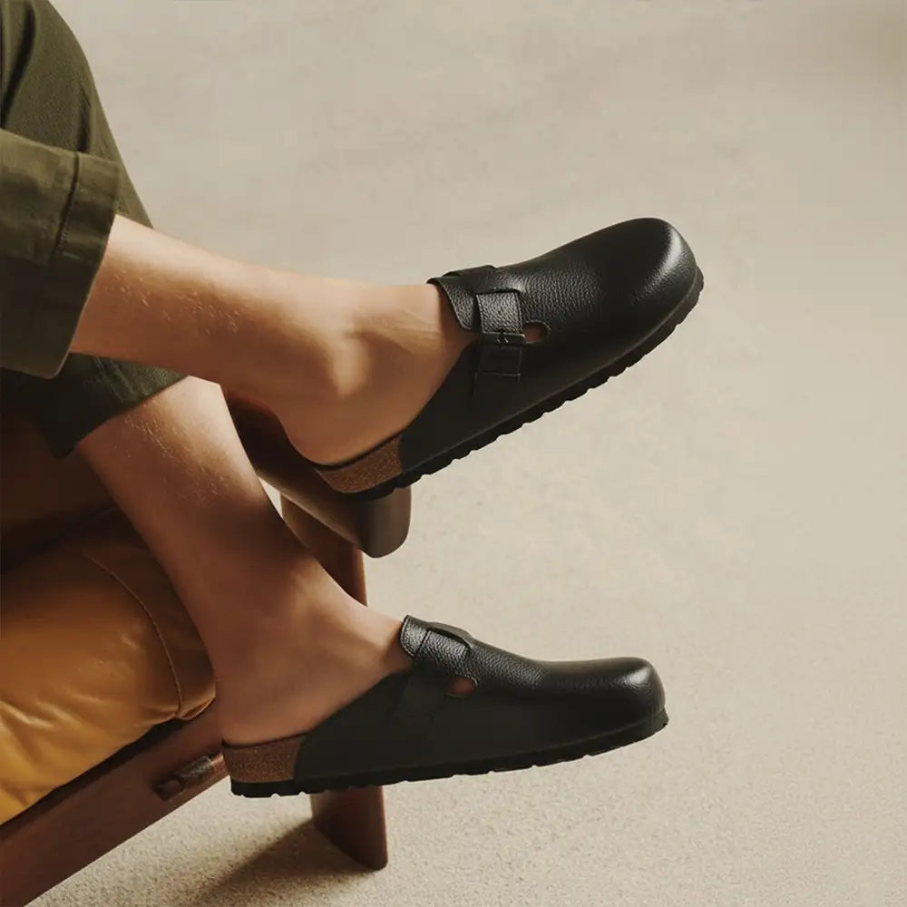 Premium Black Mule & Half Shoes for Men - NoStrain