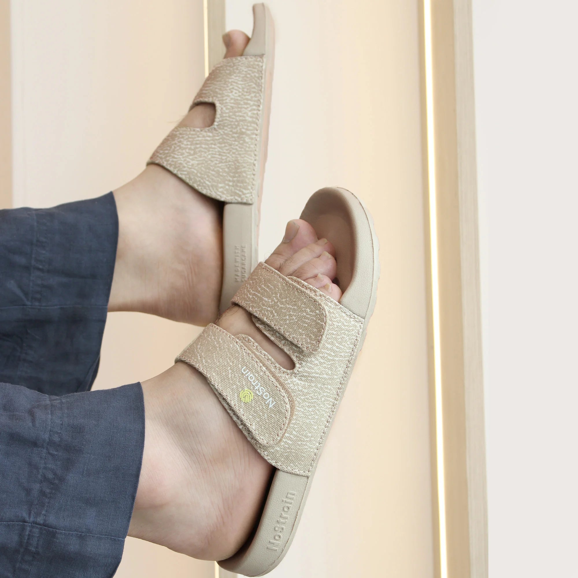 Canvas Wave Print Sugar Sliders - Sandy Beige Men (Geva 14)