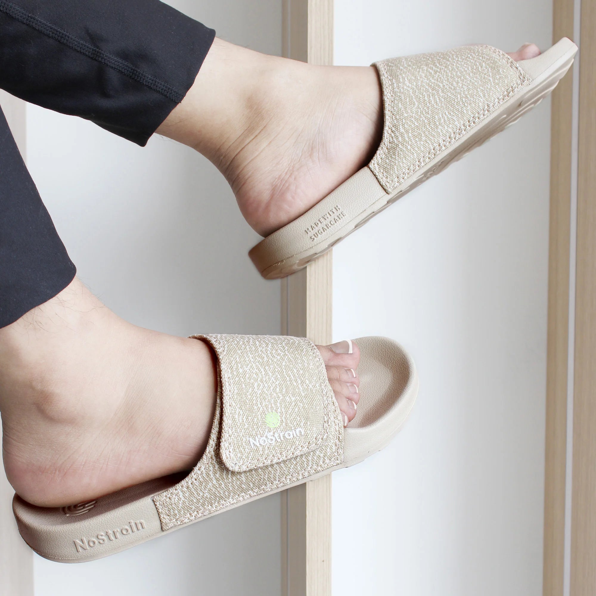 Canvas Sugar Sliders Wave Print - Sandy Beige Sliders for Women (Geva